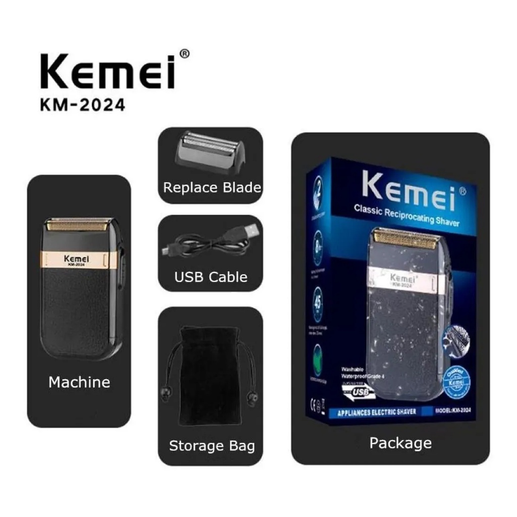 Maquina Barbeador Kemei Classic Shaver Barba Km-2024 Bivolt | Shopee Brasil