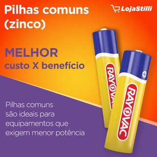 Pilha Zinco AA Rayovac Bateria Carvão 2A Pequena Amarelinha Tubo kit com 48 unidades | Shopee Brasil