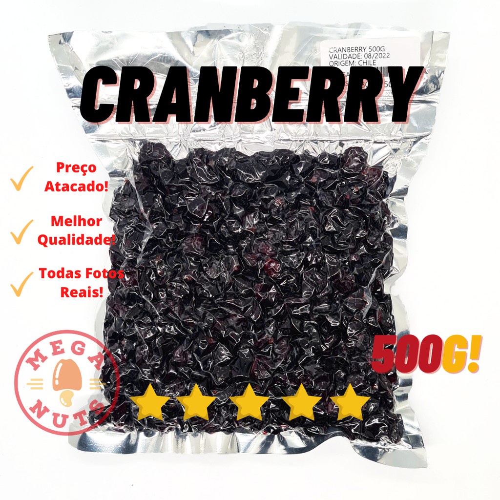 Cranberry 500g Desidratado Granel Fruta Seca A Vácuo - Mega Nuts ...