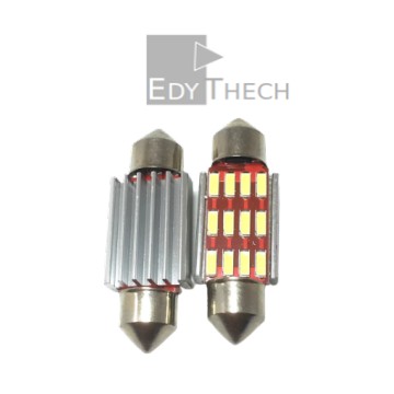 Par de Lâmpada Led Torpedo Canbus com Dissipador de Calor 12 SMD LEDs Vários Tamanhos 31/36/39 ...