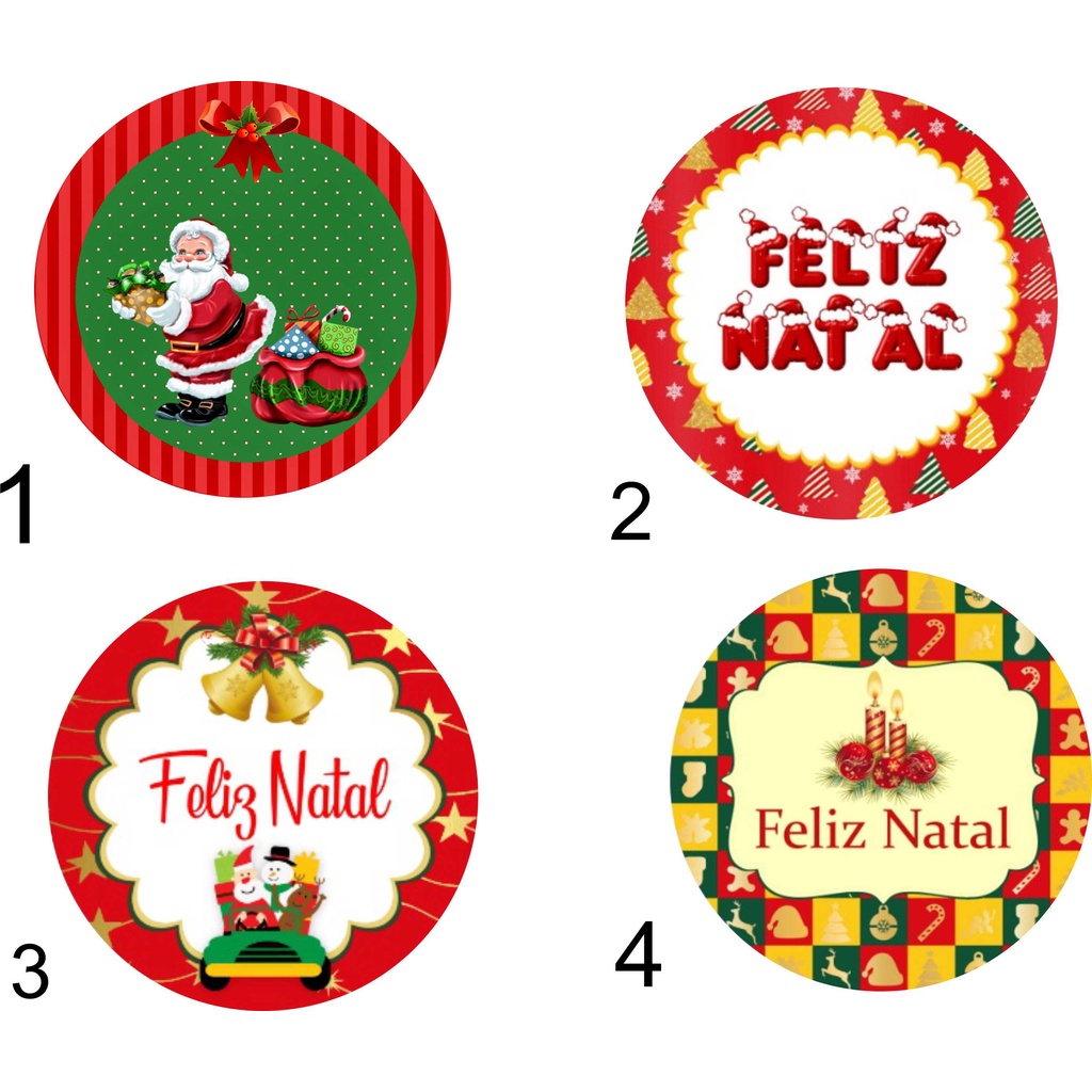 50 etiquetas Adesivas Feliz Natal 4x4cm - Escorrega o Preço