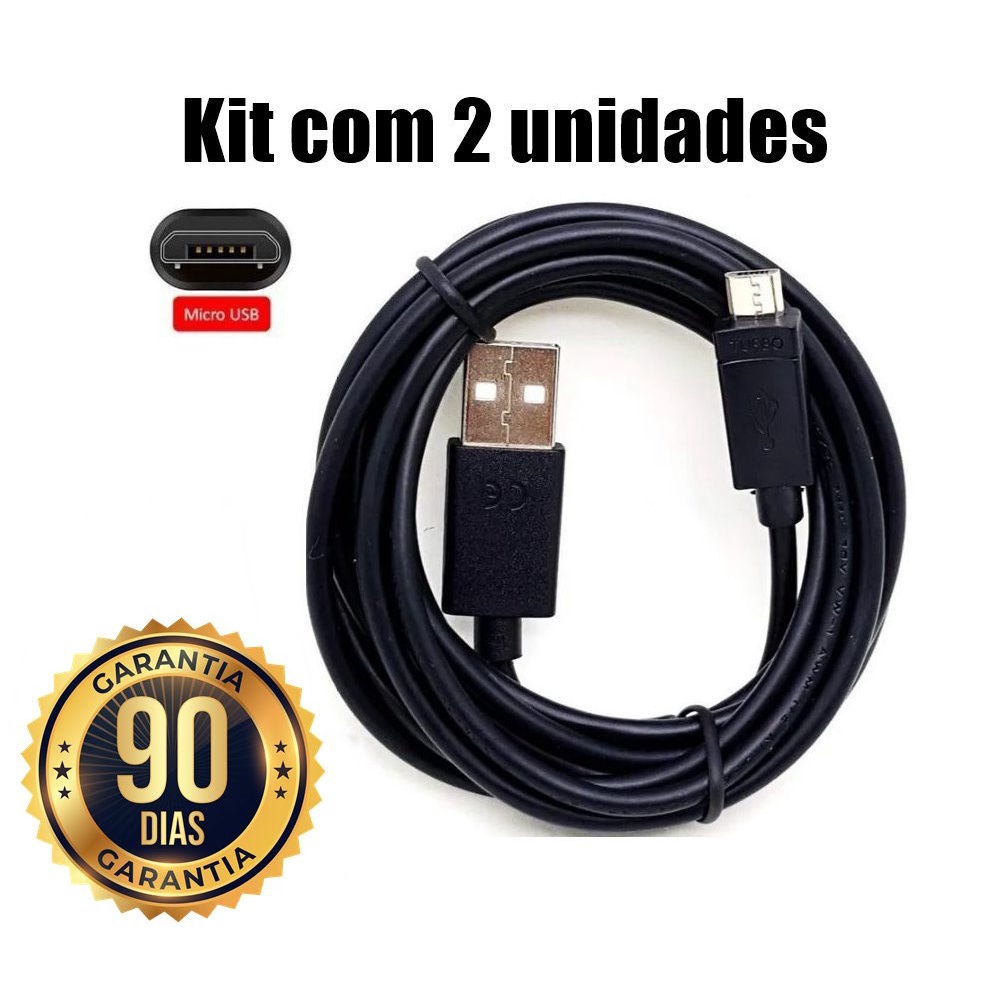 Kit 2x Cabos micro USB Original v8 Turbo 25w Smartphone | Shopee Brasil