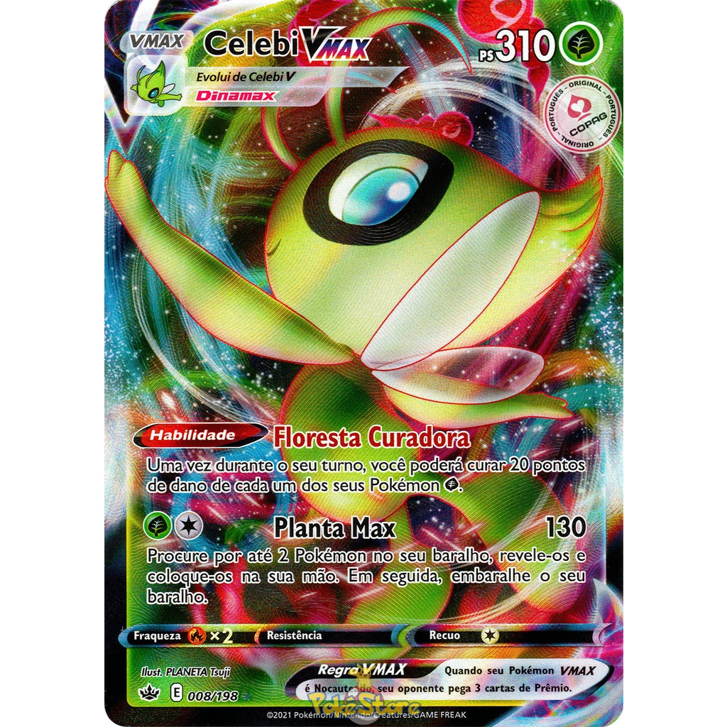 Carta Pokemon Celebi VMAX Português 008/198 Card Original Copag ...
