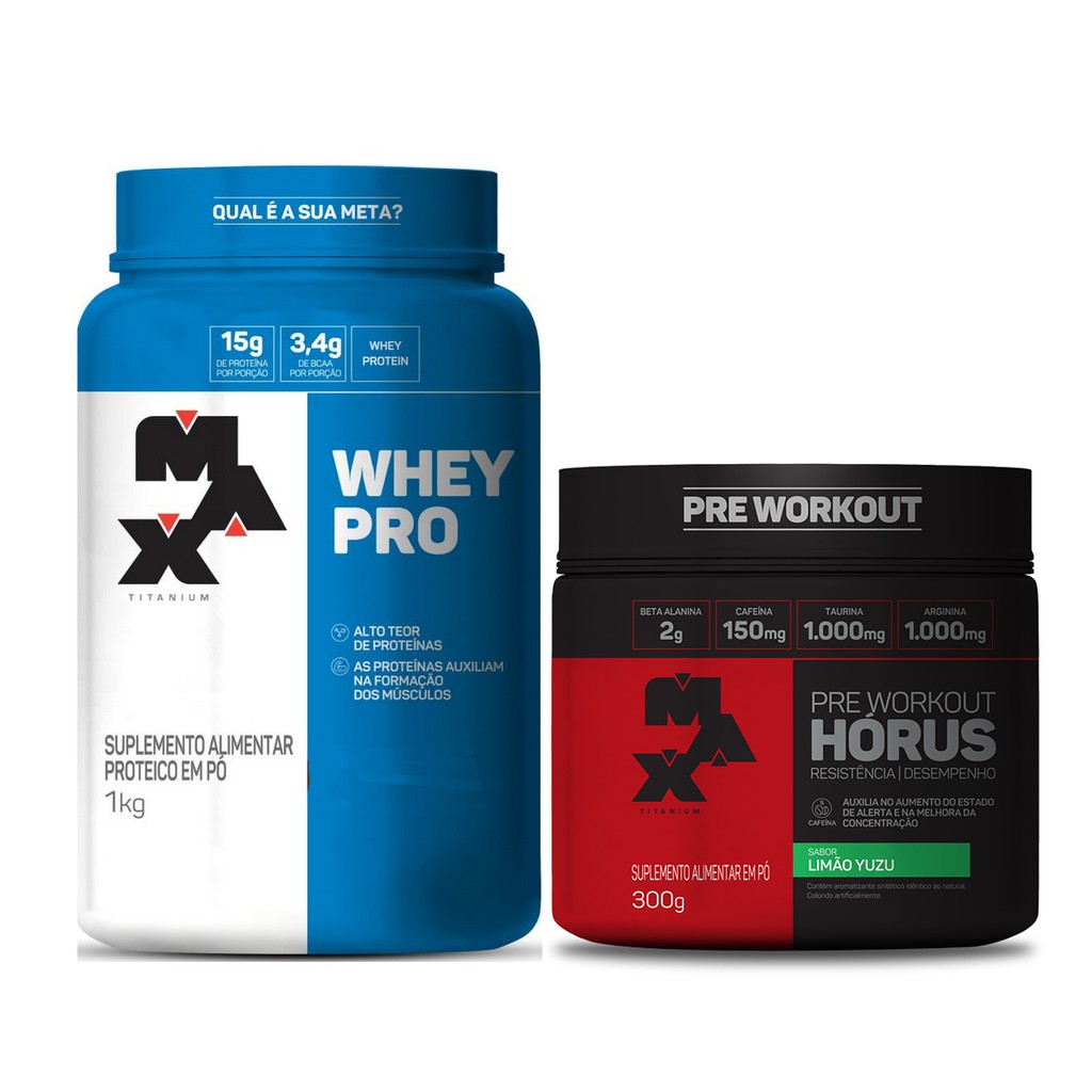 Pre Treino Horus Energia Resistencia + Whey Protein 1kg Max | Shopee Brasil