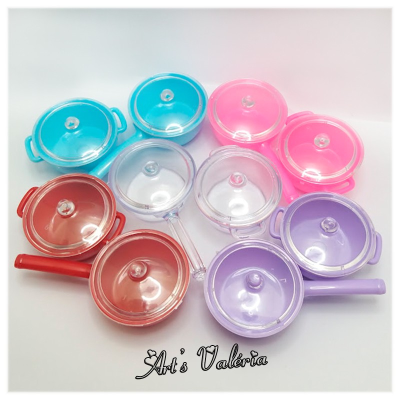 Kit Mini Panelinha e Caçarola de Acrílico - 3 Kits da mesma cor ...