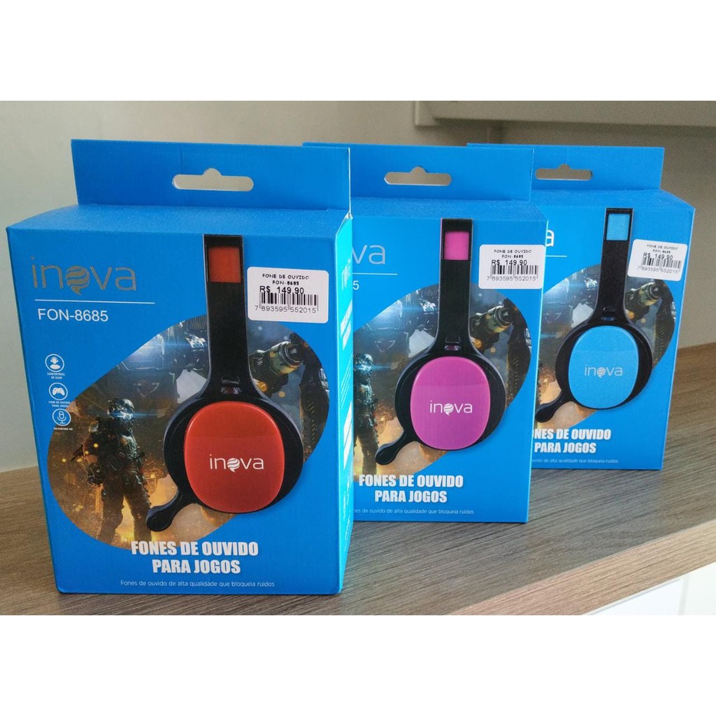 Fone De Ouvido P3 Gamer C/ Microfone Inova Fon-8685 Original headset ...