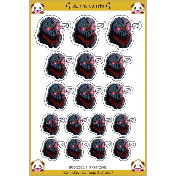 Cartelinha Sticker Adesivo Zed Runeterra - League of Legends LOL ...
