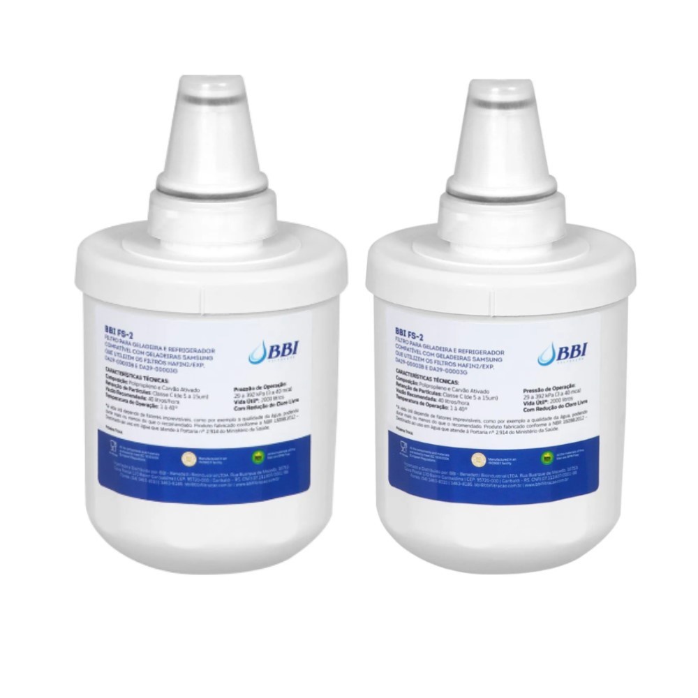 Kit 2 Filtro Interno BBI FS-2 Geladeira Refrigerador Samsung HAFIN2/EXP ...