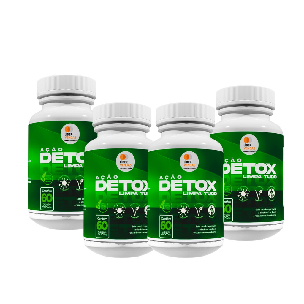 Combo 4 detox caps 500 mg 60 capsulas cada | Shopee Brasil