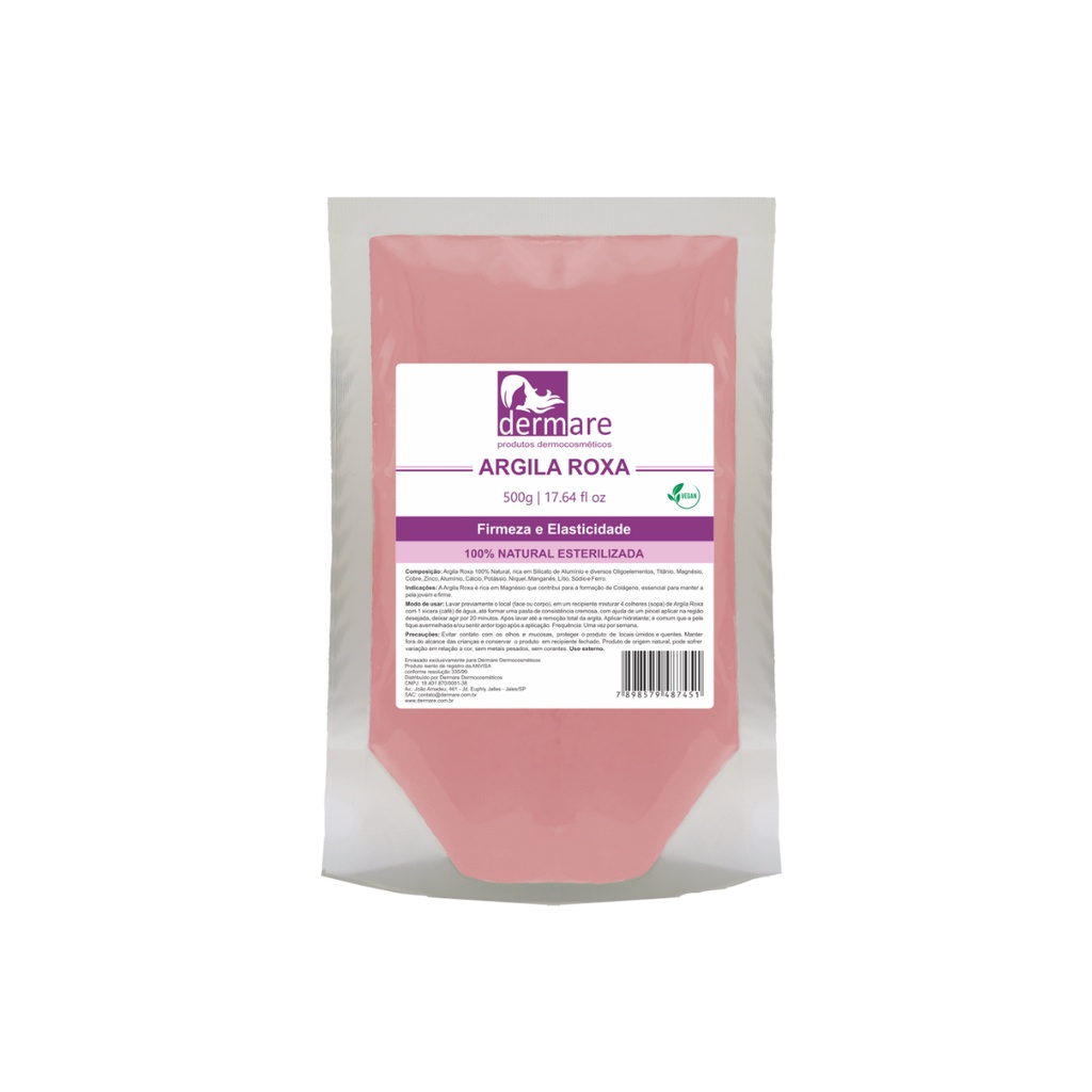 Argila Roxa Facial e Corporal Dermare - 500g | Shopee Brasil