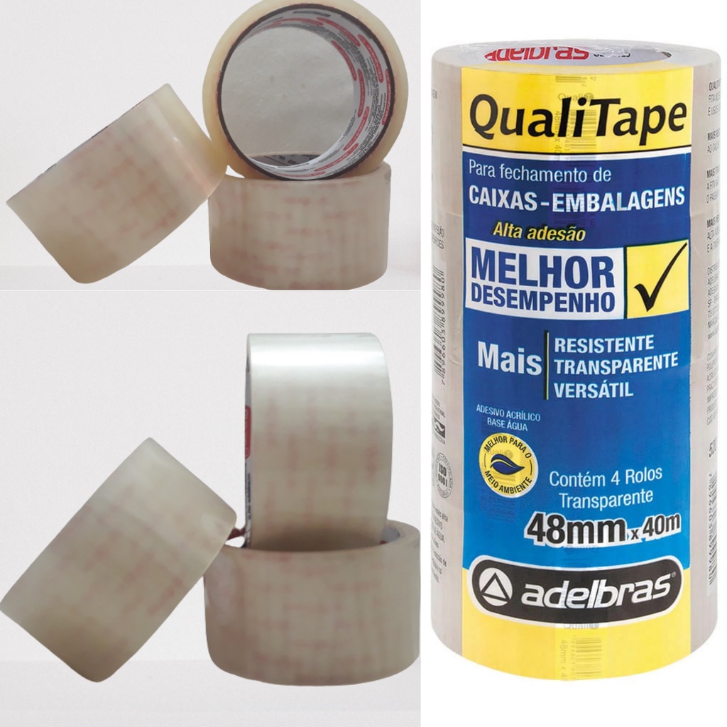 Fita Adesiva PP 48mmx40m Transparente Adelbras - 1 Unidade/Fita ...