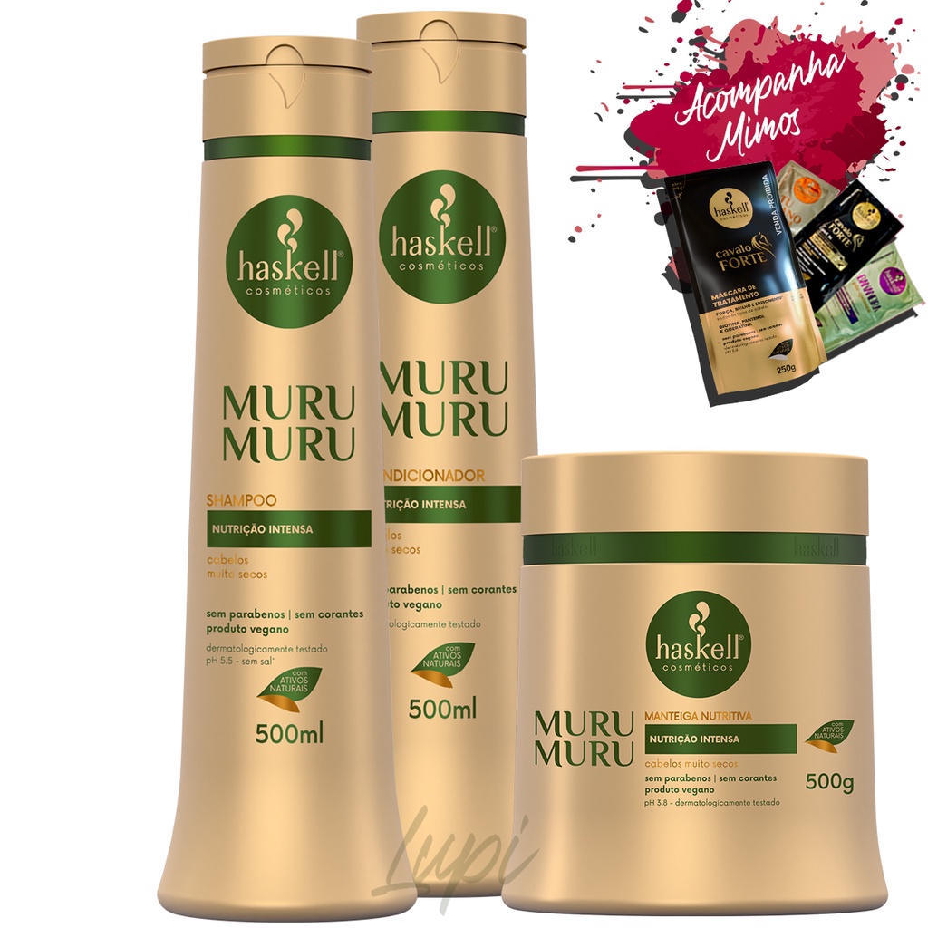 Kit Haskell Murumuru Shampoo Condicionador 500ml Mascara 500g | Shopee Brasil