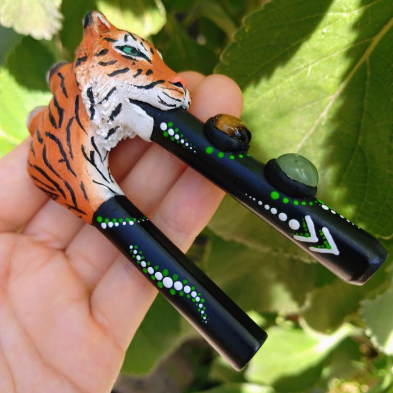 Kuripe / Curipe Sopro do Tigre Aplicador Feito Com Bambu e Pedras Naturais | Shopee Brasil