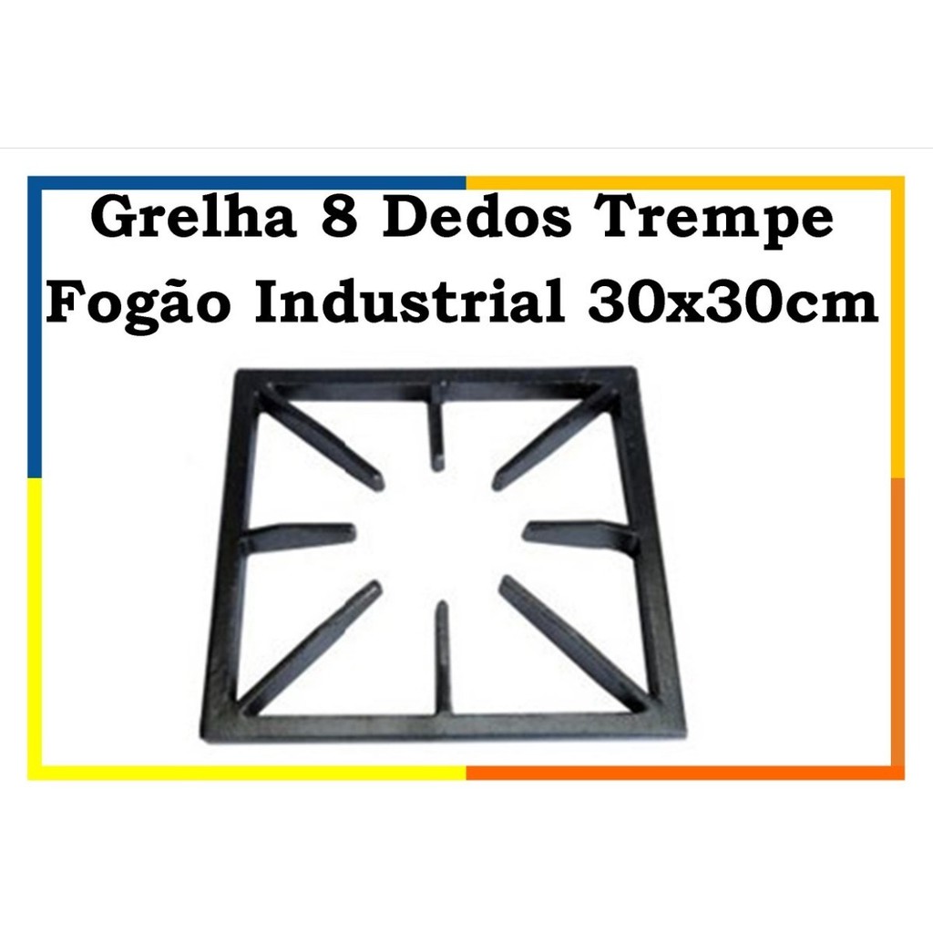 Grelha 8 Dedos Trempe Fogão Industrial 30x30cm Ferro Fundido shopee ...