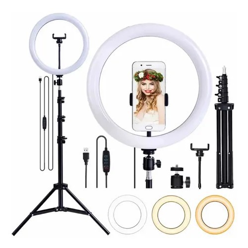 Ring Light Led Iluminador 6/8/10/12/14 Polegadas Completo com Tripé 210cm | Shopee Brasil