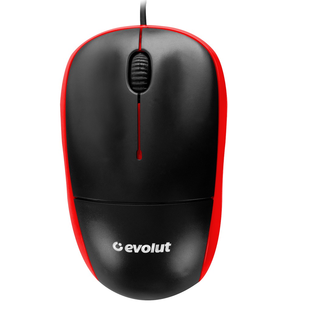 Mouse Óptico Evolut Office Eo-102 Usb Com Fio Preto com vermelho ...