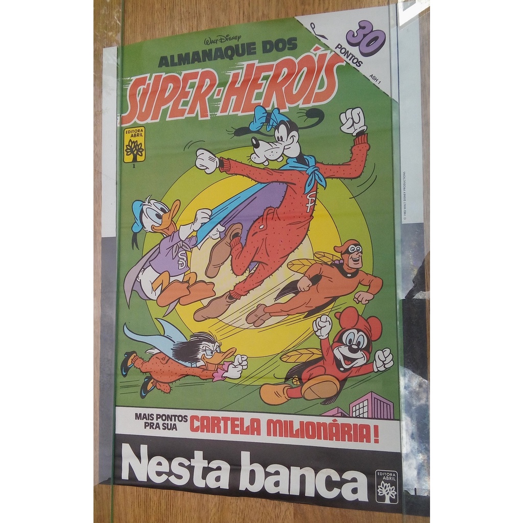 Antigo Cartaz Banca de Jornal Revista Almanaque Super Herois 1 Disney ...