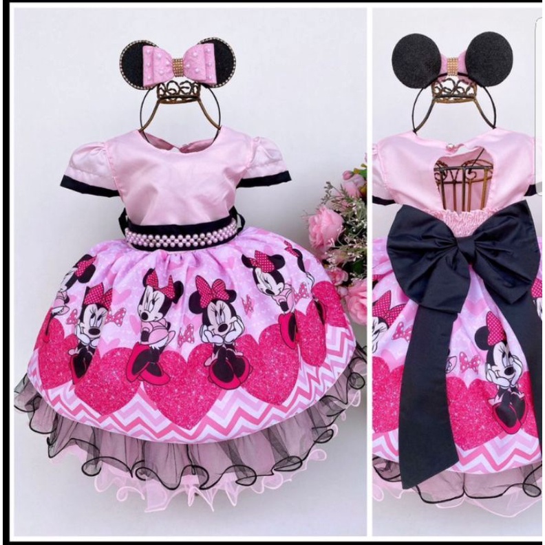 vestido Minnie rosa luxo | Shopee Brasil