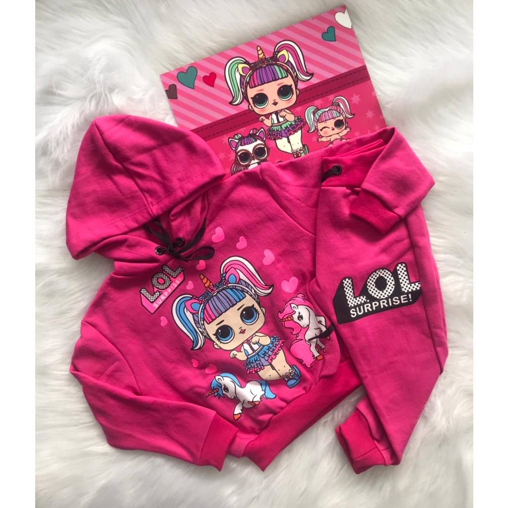 Conjunto minie Lol rosa moletom flanelado infantil | Shopee Brasil