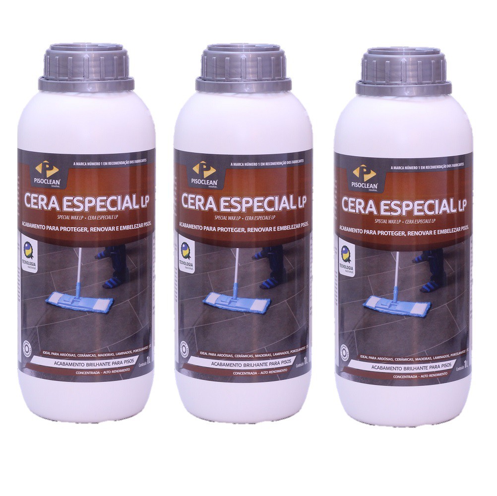 KIT CERA ESPECIAL LP PISOCLEAN LAMINADOS PORCELANATO 1l 3un | Shopee Brasil