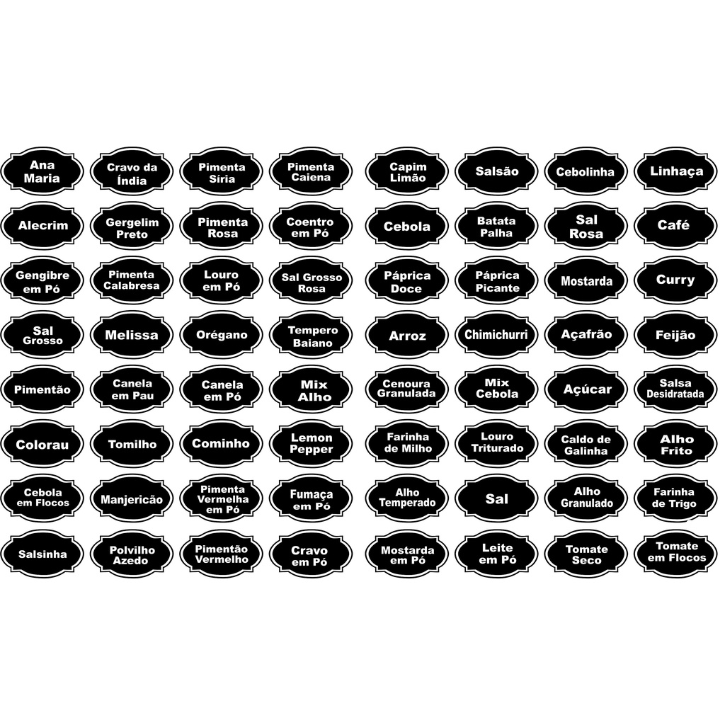 Acessório de Cozinha 56 Etiquetas de Vinil Adesivo para potes de ...