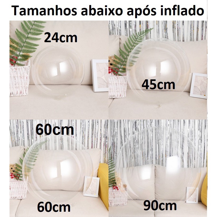 3 Balão Bubble 4 opções Tamanhos Buble Decoração Festa Bola ...