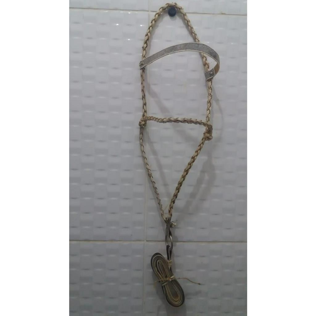 Cabresto Couro Cru Trançado Com Argola Inox, Cabo Grande | Shopee Brasil