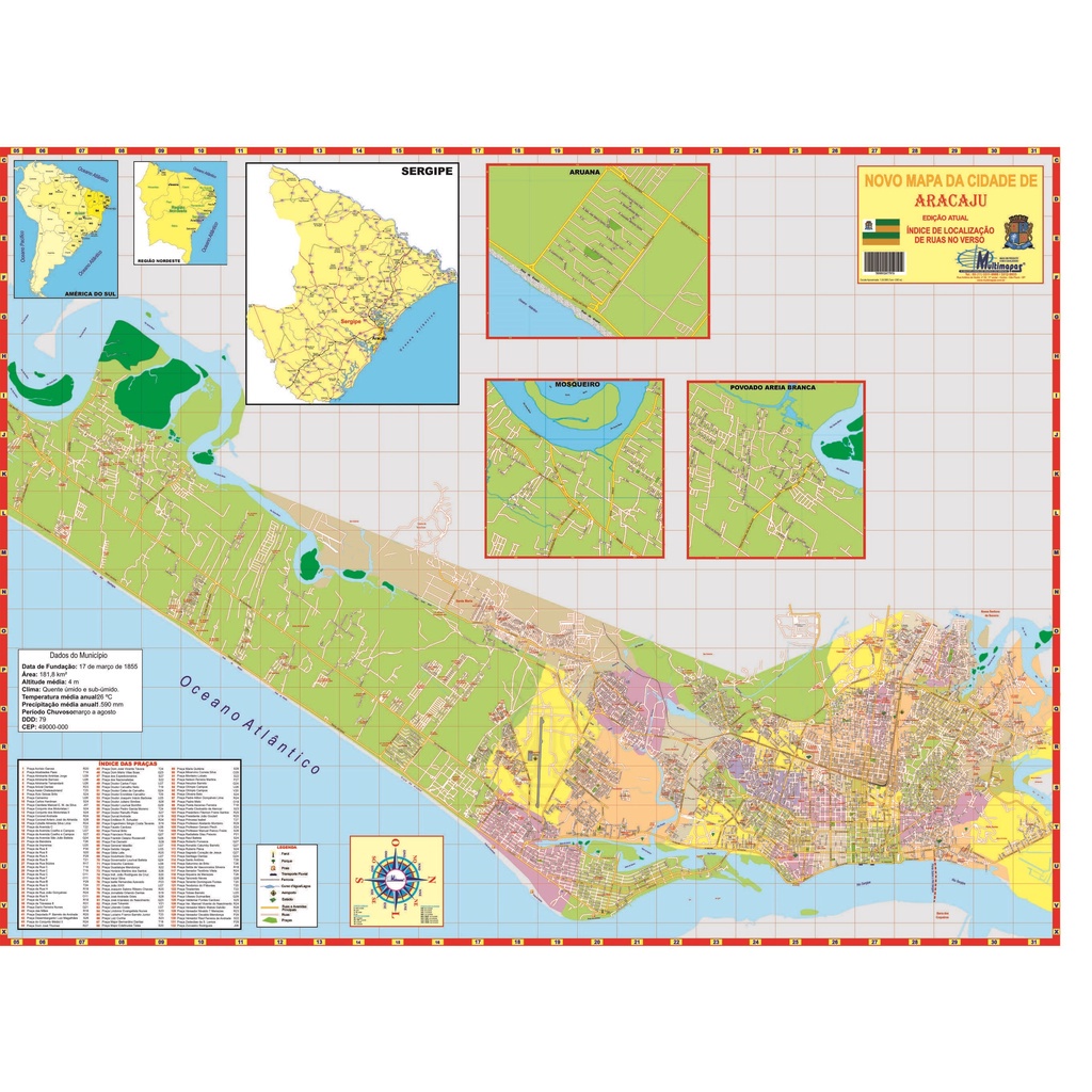 Mapa Cidade Aracaju Politico Cidade Ruas Rodoviario Poster Escolar ...