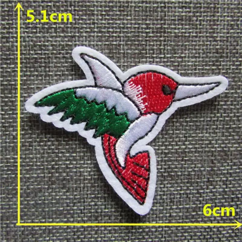Adesivo de Roupa Aplique Patch Bordado Termocolante Pássaro Passarinho Ave Beija Flor Vermelho ...