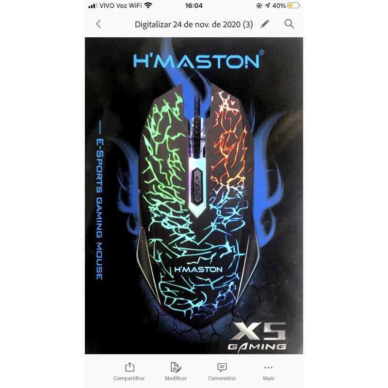 Mouse Gamer H’Maston X5 X 7 X9 Led Usb 2400dpi Óptico Alta Precisão 6 ...