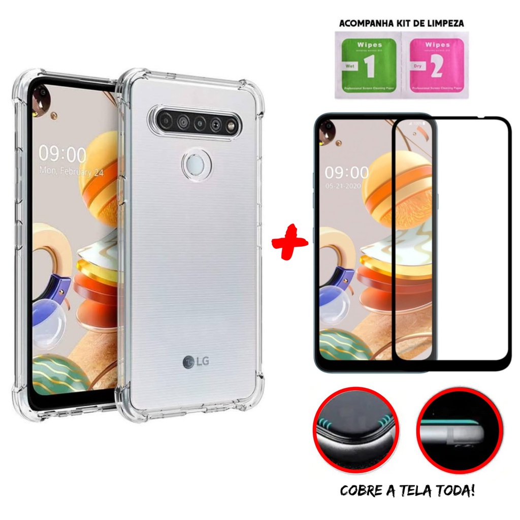 Kit Capinha Transparente Anti-Impacto Para LG K61 + Película 3D de ...