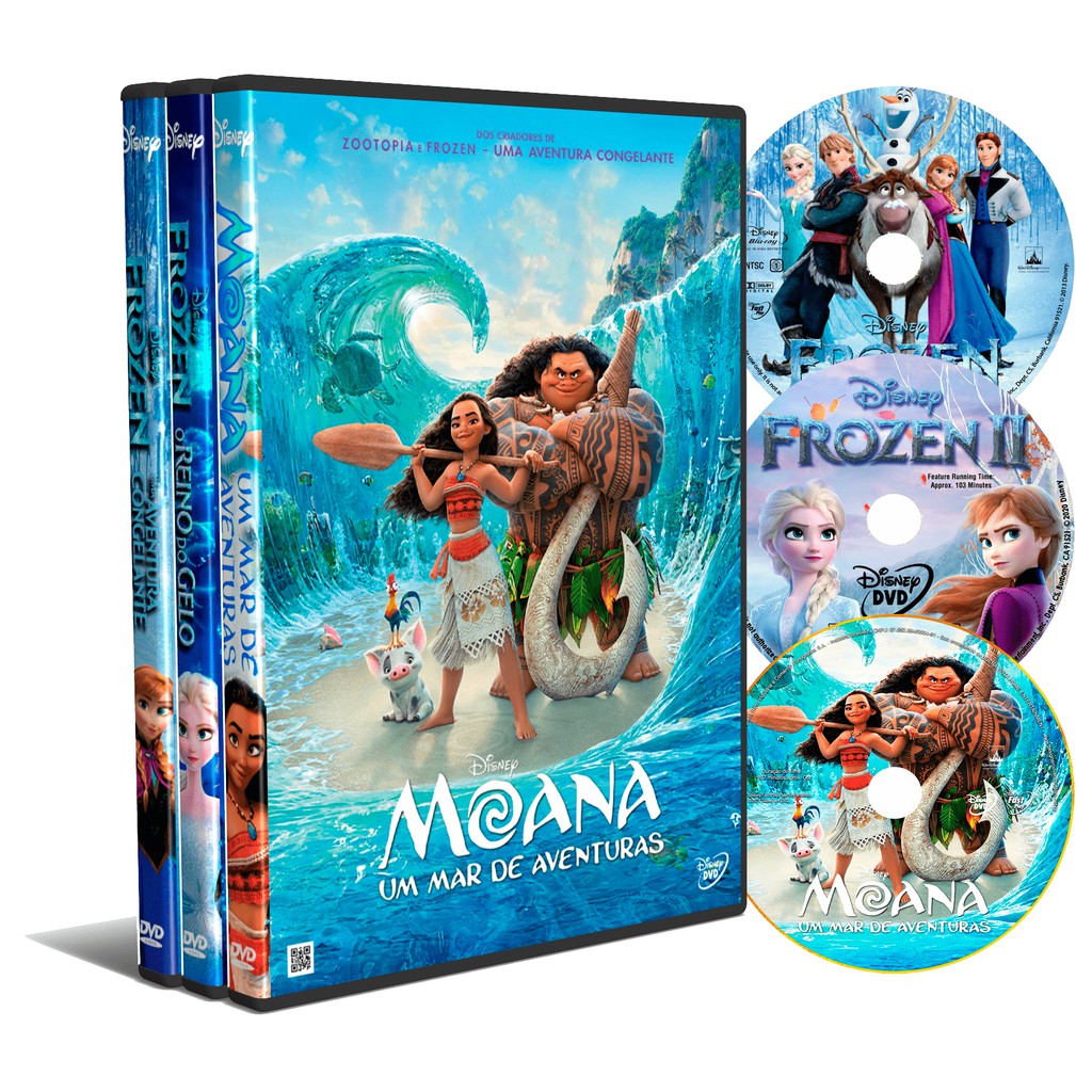 Dvd Frozen 1 E Frozen 2 + Moana - 3 Filmes | Shopee Brasil