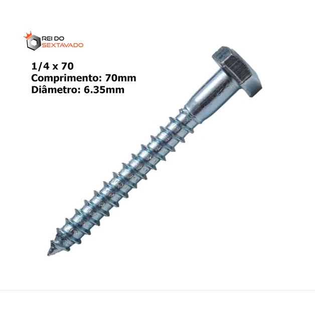 Parafuso Sextavado Rosca Soberba 1/4x70 10 Peças | Shopee Brasil