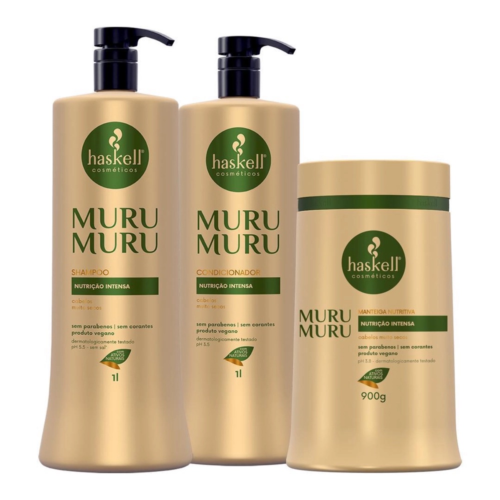 Kit Shampoo Condicionador Máscara Haskell Murumurú Hidrata E Nutre 900g | Shopee Brasil