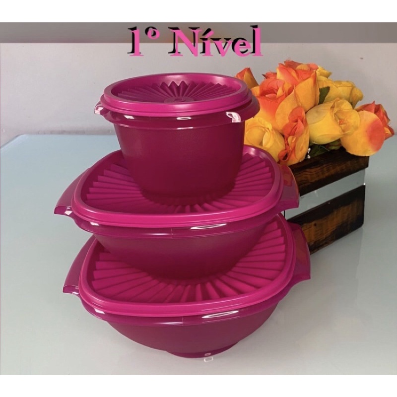 Kit 3 tigelas Sensação Magenta Tupperware | Shopee Brasil