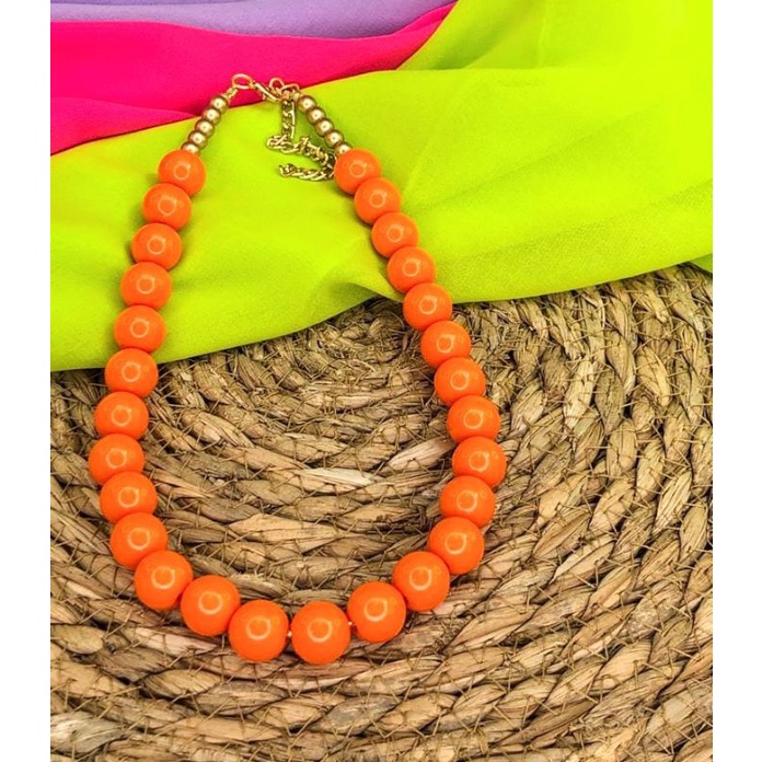 Colar de Bola Resinado Artesanal Verão | Shopee Brasil