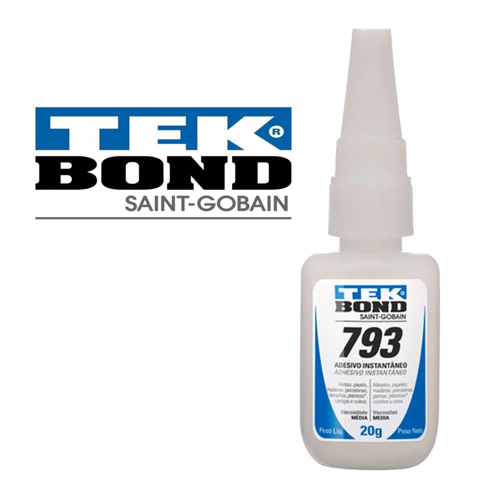 Cola Instantânea 2 unidades Tek Bond 793 Tubo com 20g Saint Gobain ...