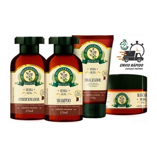 Kit Bio Extratus Botica Henna Cabelos Escuros 4 Produtos | Shopee Brasil