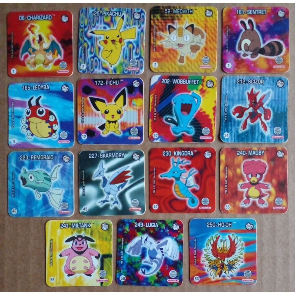 Lote com 15 Cards Tazos Pokémon Elma Chips Nintendo Tazo Pikachu ...