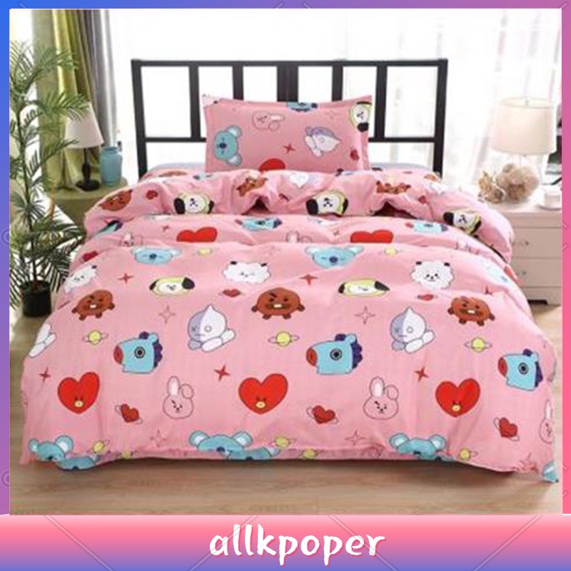 KPOP BTS Sheets Three-Piece BT21 Bedding Cotton Printed Sheets | Shopee ...