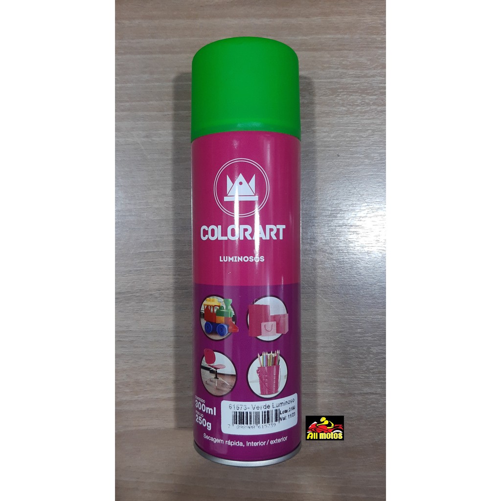 TINTA SPRAY VERDE LUMINOSO FLUORESCENTE COLOART | Shopee Brasil