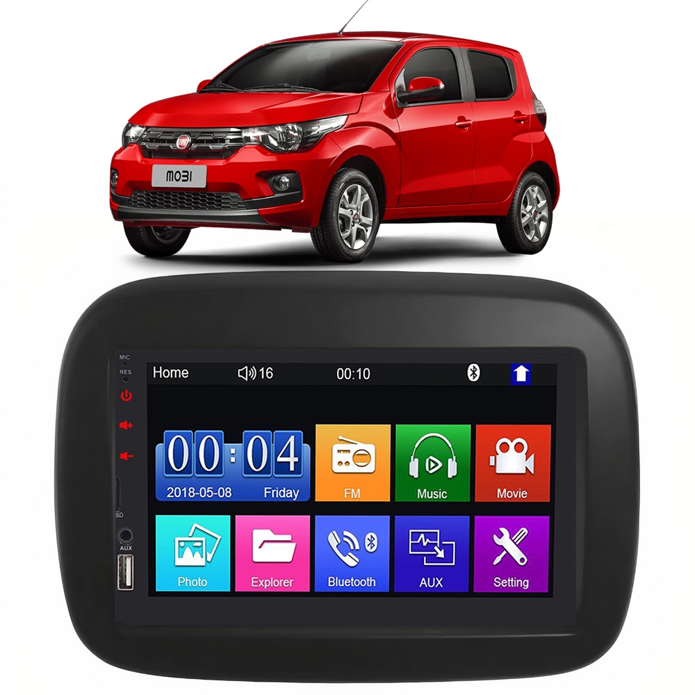 Kit Central Multimidia Mp5 Mobi 2017 2018 2019 2020 2021 2022 7 Polegadas Espelhamento Android e ...