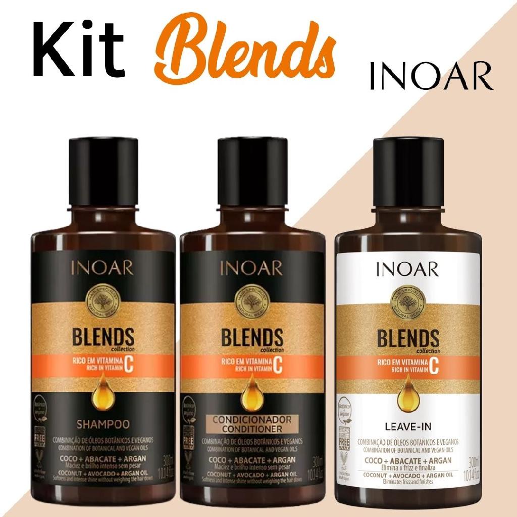 Kit Completo Inoar 3 Itens Shampoo Condicionador Leave In Manutençao ...