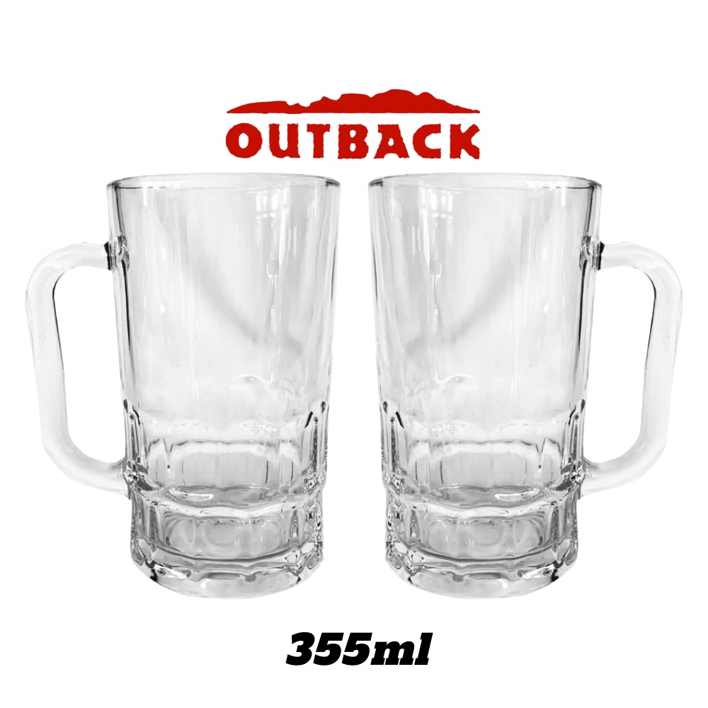 Kit 2x Caneca de Chopp Outback Vidro Temperado 355ml | Shopee Brasil
