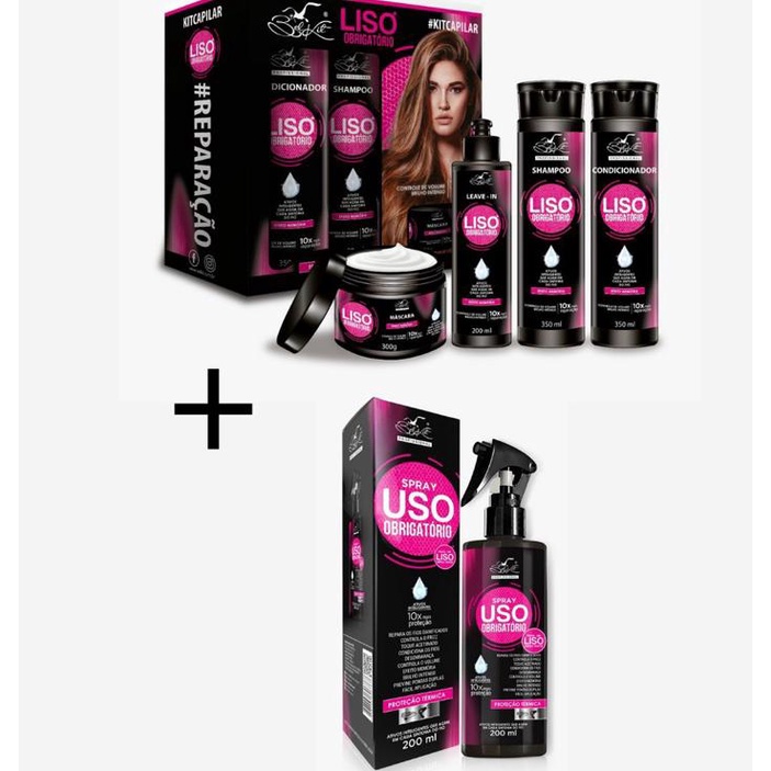 Spray liso obrigatório + Kit liso obrigatório. 5 produtos. Proteçao ...