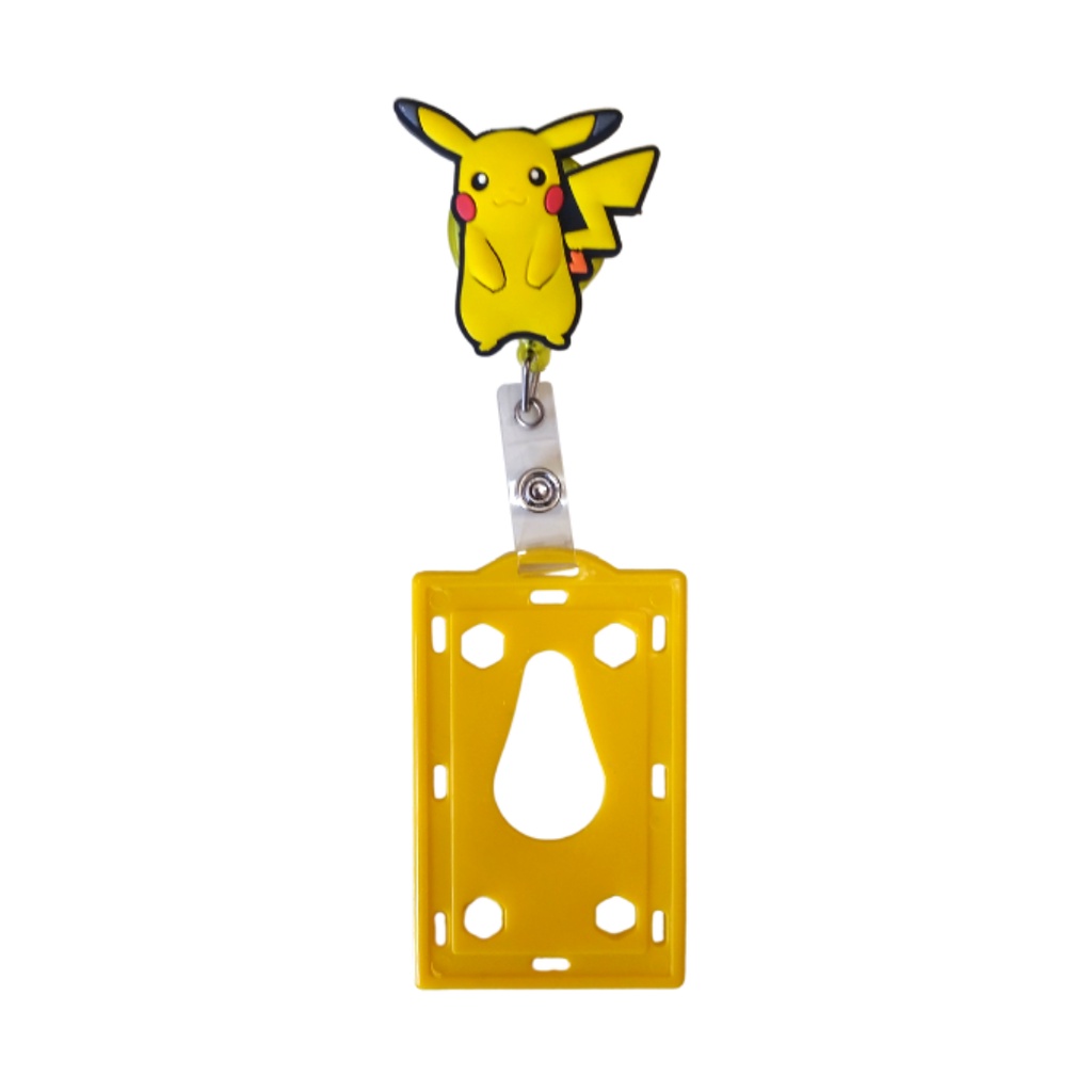 Kit Porta Crachá Retrátil Personalizado Pikachu + Porta Cartão Amarelo ...