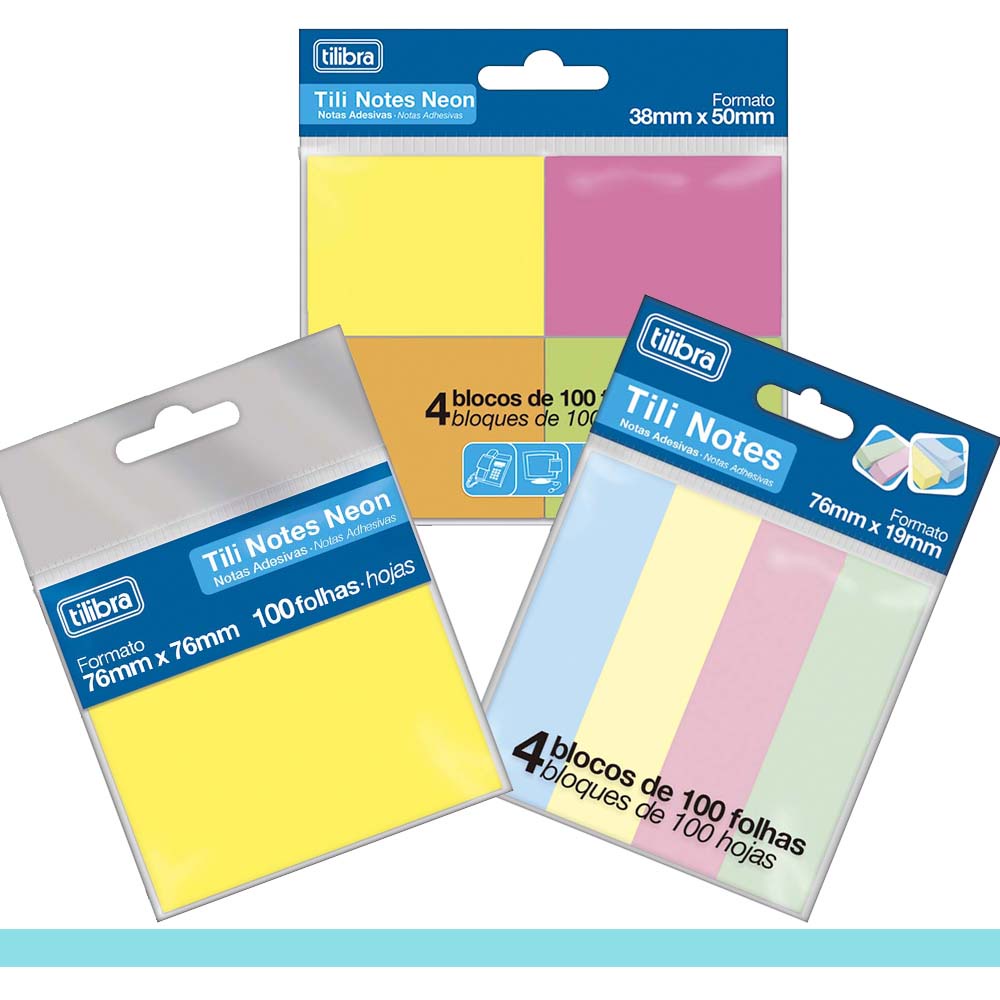 Kit c/ 3 Blocos Adesivo Tilibra - Tili Notes | Shopee Brasil
