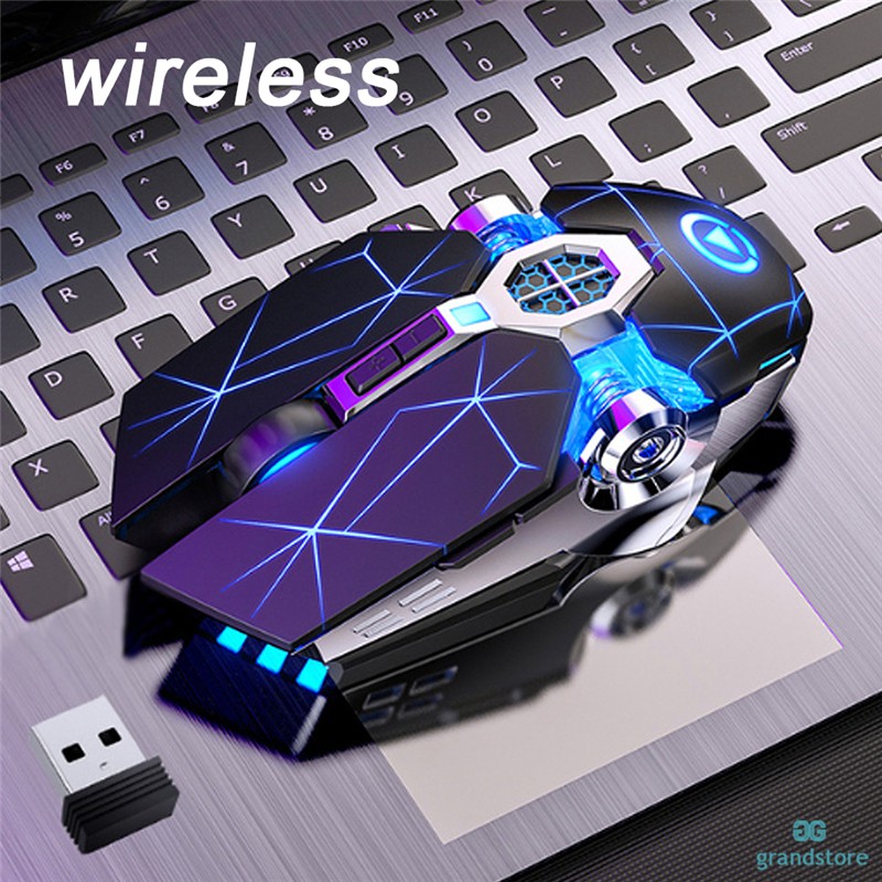 GS Wireless Gaming Silent Mouse 7 Buttons LED Optical USB For PC laptop ...
