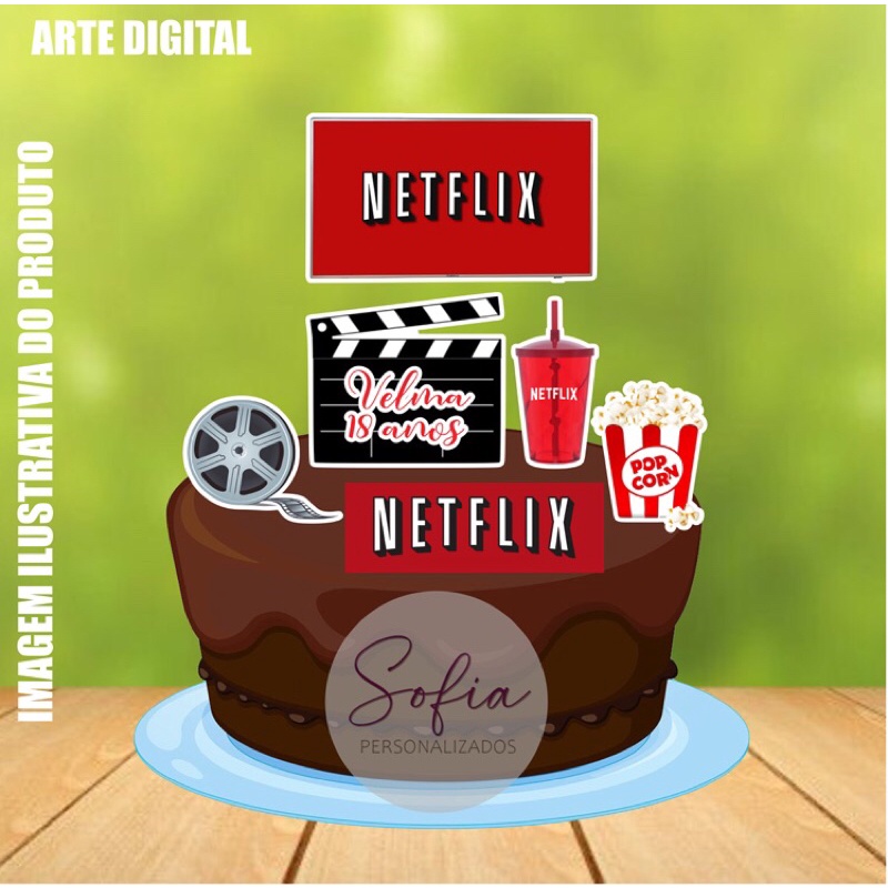 Topo de Bolo - Topper de Bolo Personalizado Netflix Aniversário ...