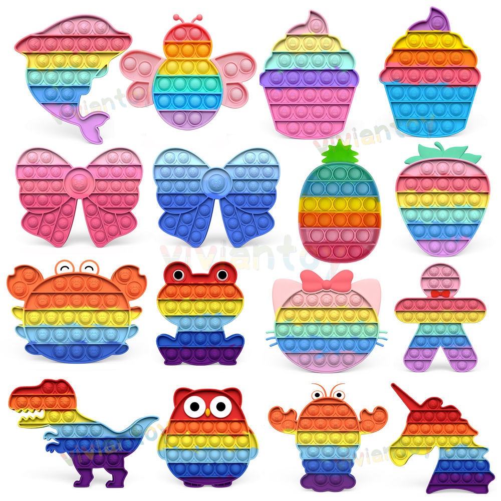 Pop It Set Fidget Toy Unicorn Dinosaur Ice Push Bubble Reliever ...
